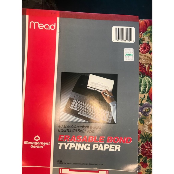 Mead | Office | Vintage Mead Erasable Bond Typing Paper 4 Typing Paper ...